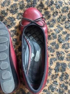 Shoes | Vintage Y2k Red Burgundy Ballet Flats With Bow | Poshmark